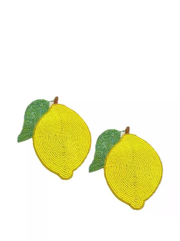 LES-OTTOMANS Beaded Lemon Coaster - Yellow