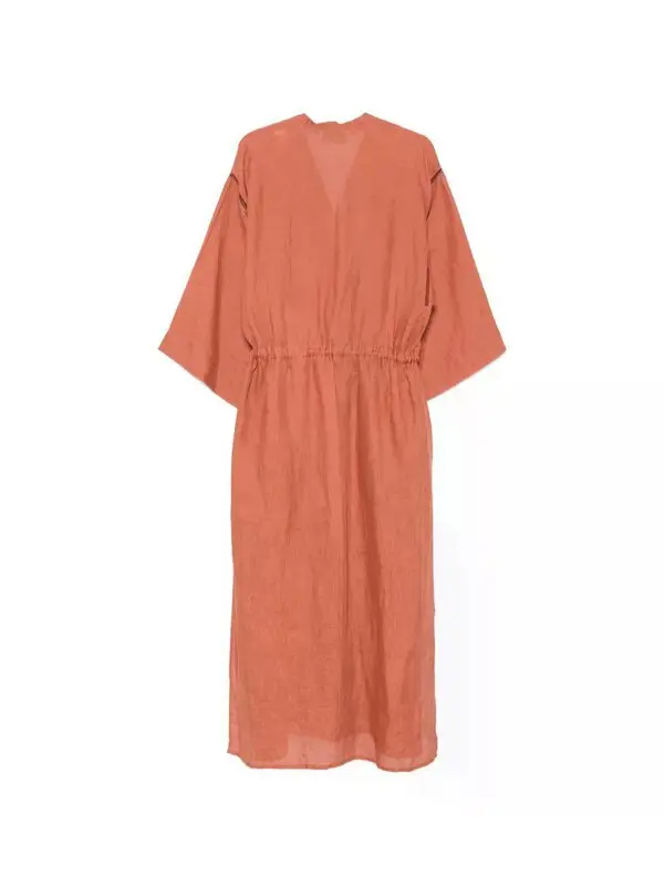 Valentino Garavani 1980s Drawstring Waist Linen Dress - Brown