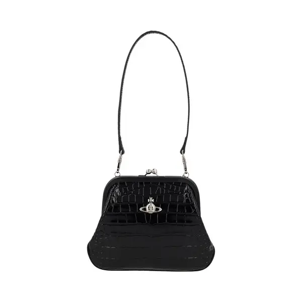 VIVIENNE WESTWOOD Orb Clasp Clutch Bag - Black