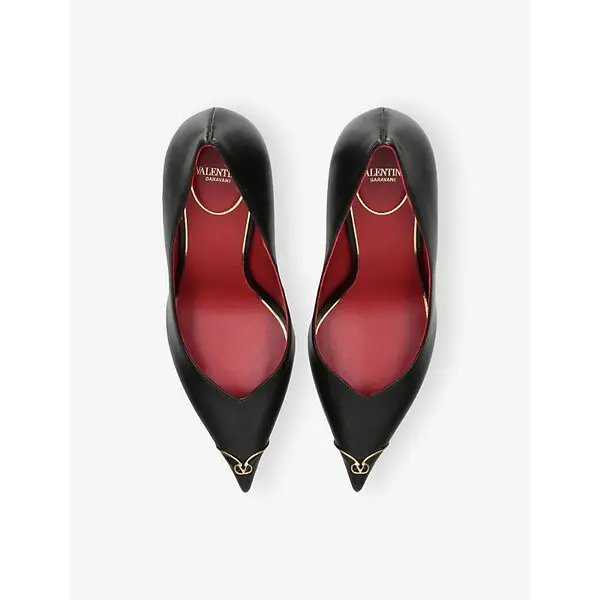 Valentino Garavani Hearttip Leather Heeled Courts - Black