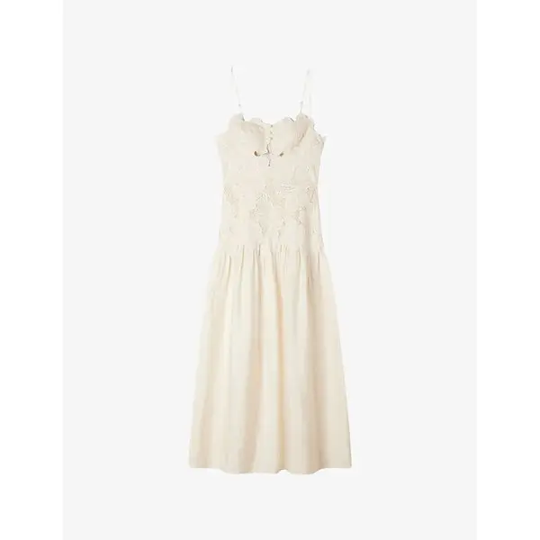 Sandro Sleeveless Floral Lace Maxi Dress - Ecru