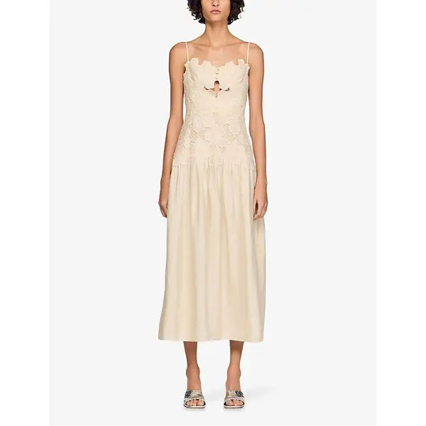 Sandro Sleeveless Floral Lace Maxi Dress