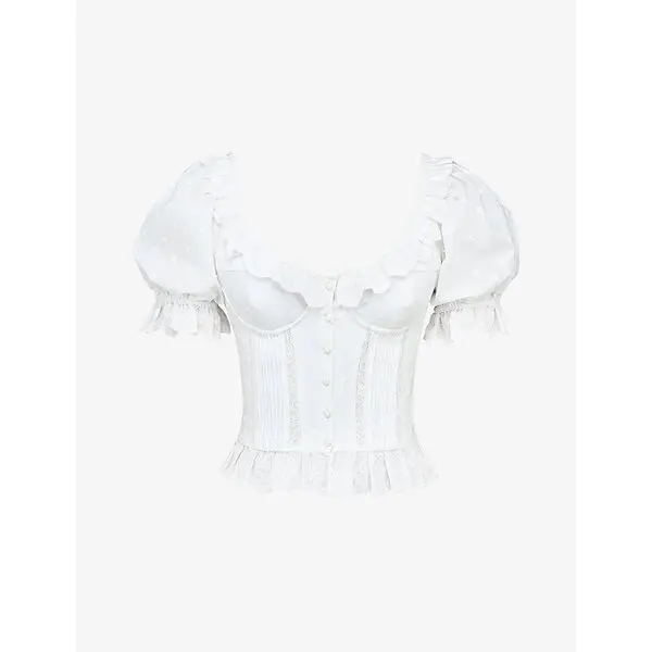 House Of Cb Bella Broderie Anglaise Cotton Top - White