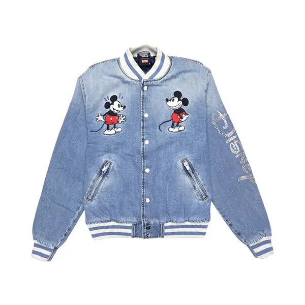 Kith X Disney Varsity Denim Jacket - Blue