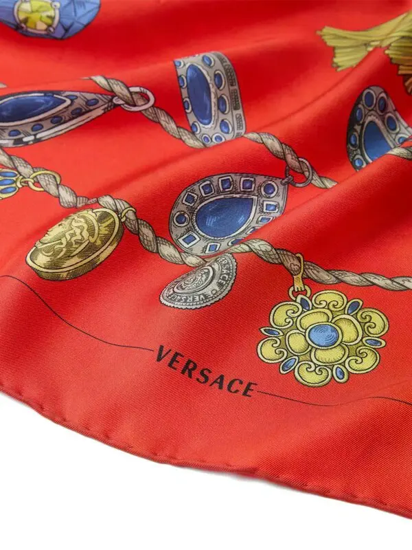 Versace Printed Silk Twill Scarf 90 Cm
