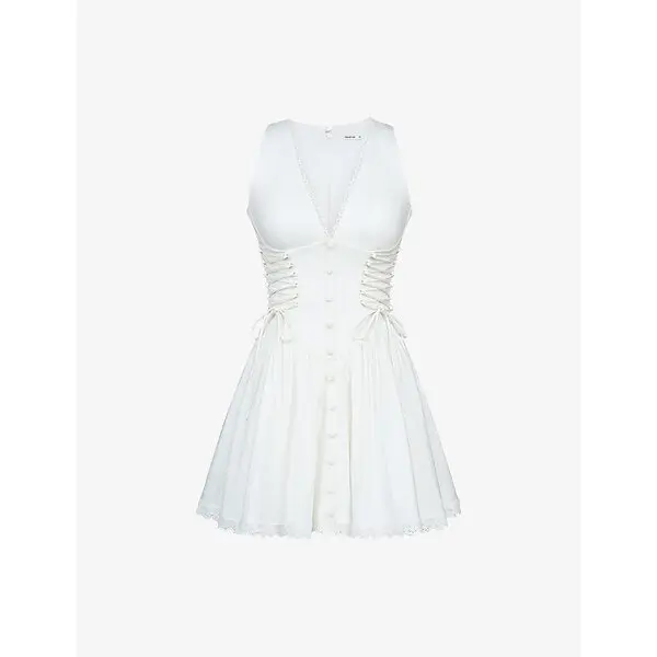 House Of Cb Rosalina V-neck Stretch-cotton Mini Dress - White