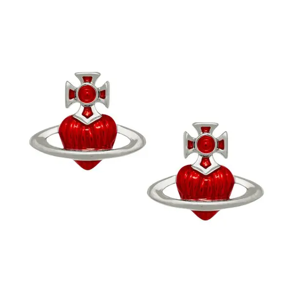 VIVIENNE WESTWOOD Orb Heart Earrings - Silver