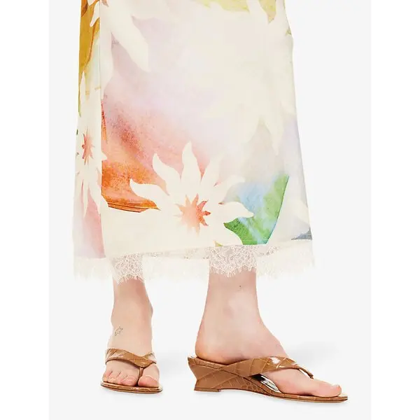 NEVER FULLY DRESSED Soleil Dorris Printed Woven Midi Skirt