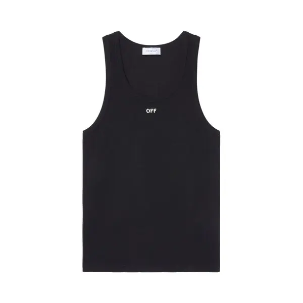 Off-White Ribbed Tank Top - Black