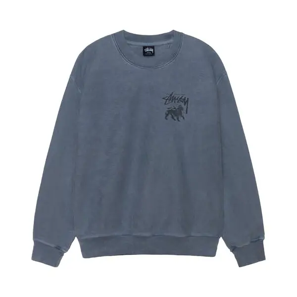 StÜssy Rasta Lion Pigment Dyed Crewneck - Blue