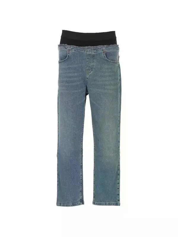 PROTOTYPES Layered Waistband Whiskered Jeans - Blue