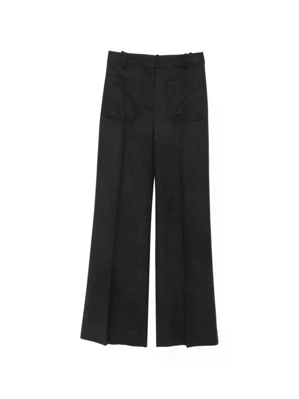 Victoria Beckham Flannel Wide-leg Trousers - Grey