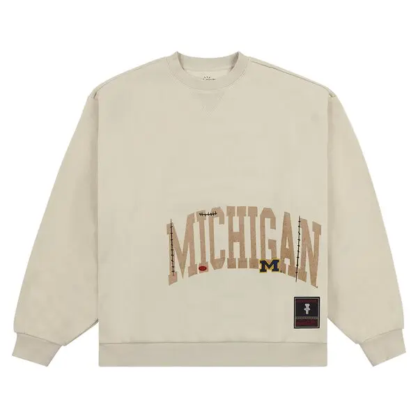 TRAVIS SCOTT Cactus Jack X Mitchell & Ness University Of Michigan Crewneck - Tan