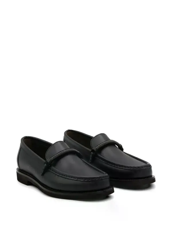 Brunello Cucinelli Monili Leather Loafers - Black