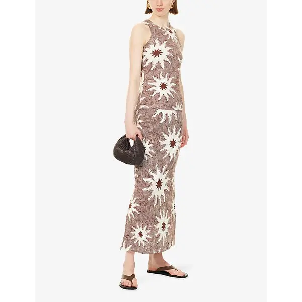 NEVER FULLY DRESSED Soleil Dorris Printed Rib Stretch-jersey Top