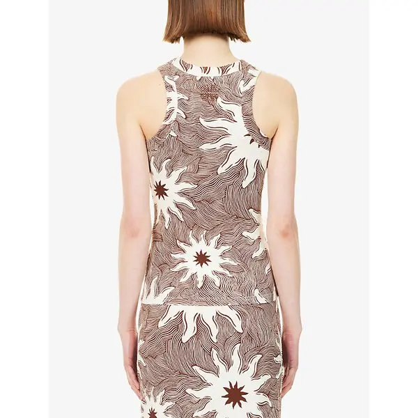 NEVER FULLY DRESSED Soleil Dorris Printed Rib Stretch-jersey Top