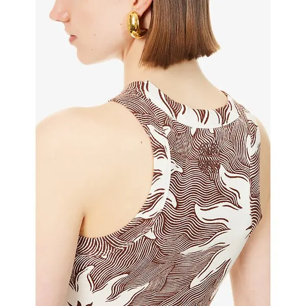 NEVER FULLY DRESSED Soleil Dorris Printed Rib Stretch-jersey Top