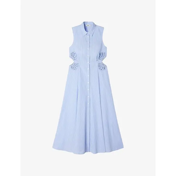 Sandro Striped Sleeveless Cotton Maxi Dress - Sky Blue