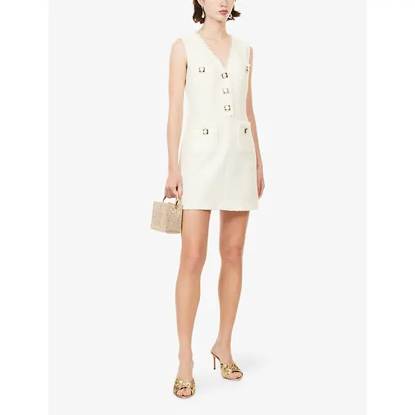 SELF-PORTRAIT Sleeveless Bouclé Woven Mini Dress