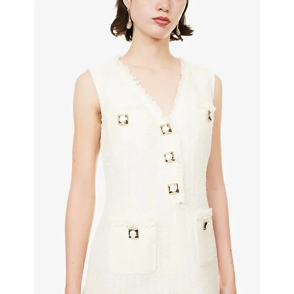 SELF-PORTRAIT Sleeveless Bouclé Woven Mini Dress