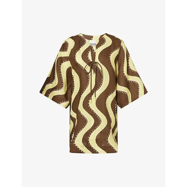 ALEMAIS Frankie Embroidered Linen Mini Dress - Yellow