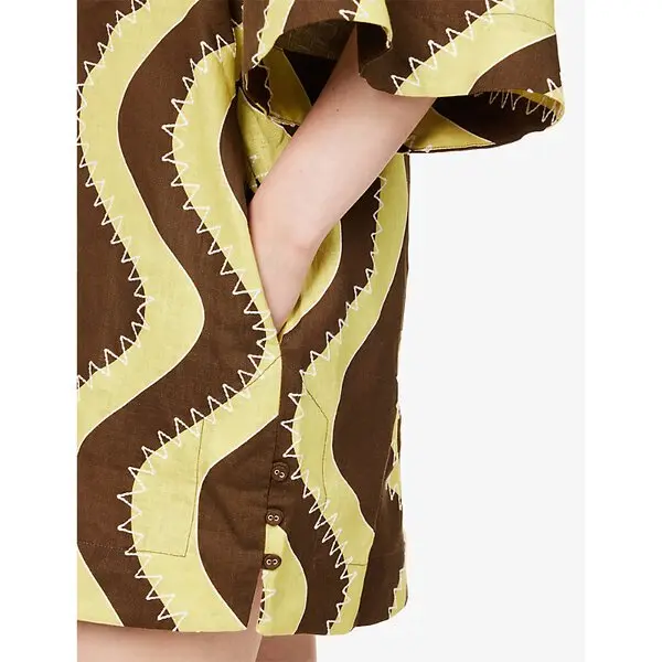 ALEMAIS Frankie Embroidered Linen Mini Dress