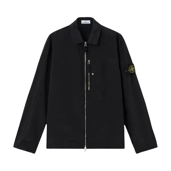 Stone Island Zip-up Shirt Coat - Black