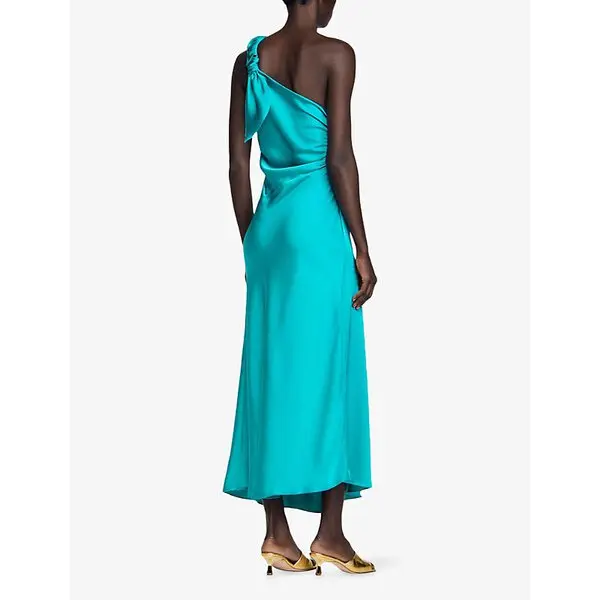 sandro one shoulder dress SANDRO Ruffled one shoulder black dress