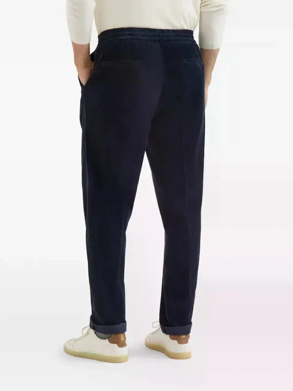 Brunello Cucinelli Garment-dyed Corduroy Trousers With Drawstring Waist - Blue