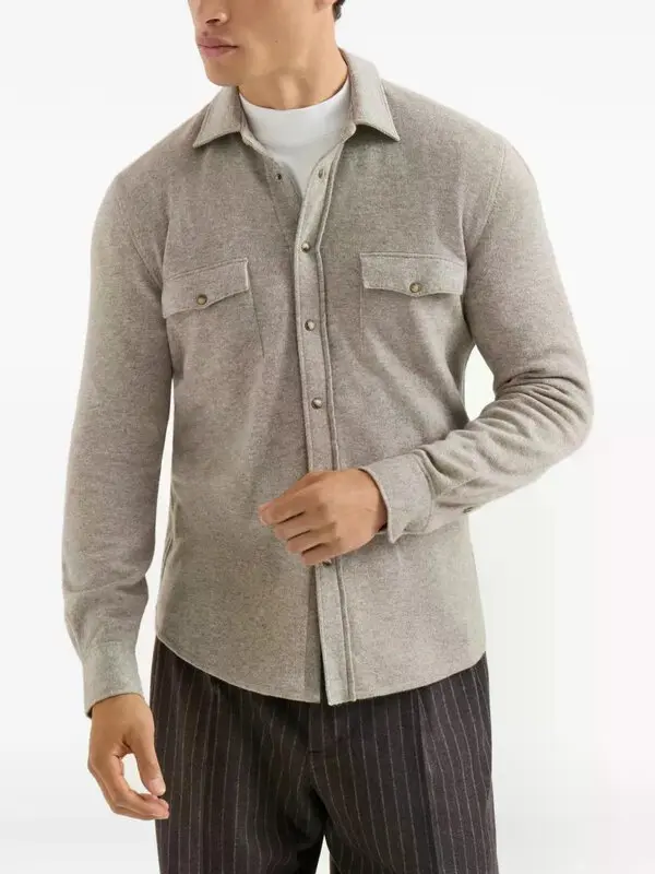 Brunello Cucinelli Virgin Wool, Cashmere And Silk Knit Shirt