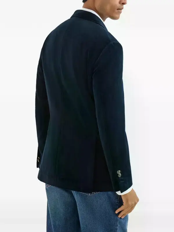 Brunello Cucinelli Sea Island Cotton Narrow-wale Corduroy One-and-a-half Breasted Deconstructed Blazer With Patch Pockets - Blue