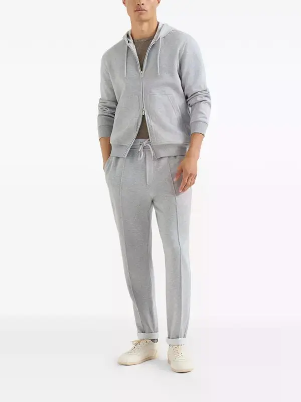 Brunello Cucinelli Denim-effect Ribbed-cotton-jersey Crew-neck T-shirt