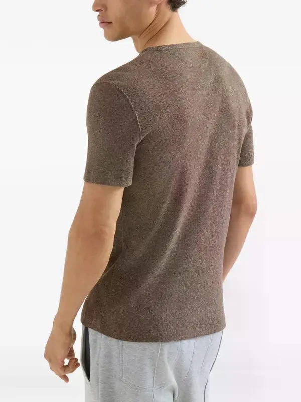 Brunello Cucinelli Denim-effect Ribbed-cotton-jersey Crew-neck T-shirt