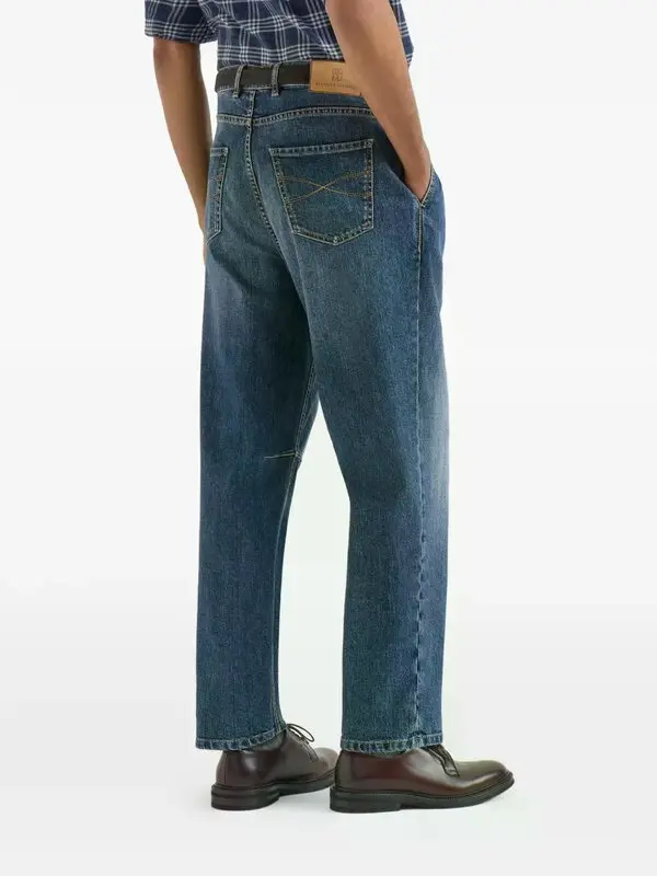 Brunello Cucinelli Comfort Cotton Denim Double Pleat Trousers - Blue