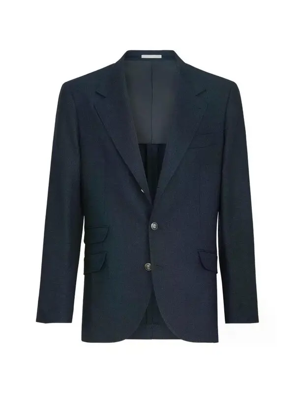 Brunello Cucinelli Mouliné Virgin-wool Twill Deconstructed Cavallo Blazer With Metal Buttons - Blue