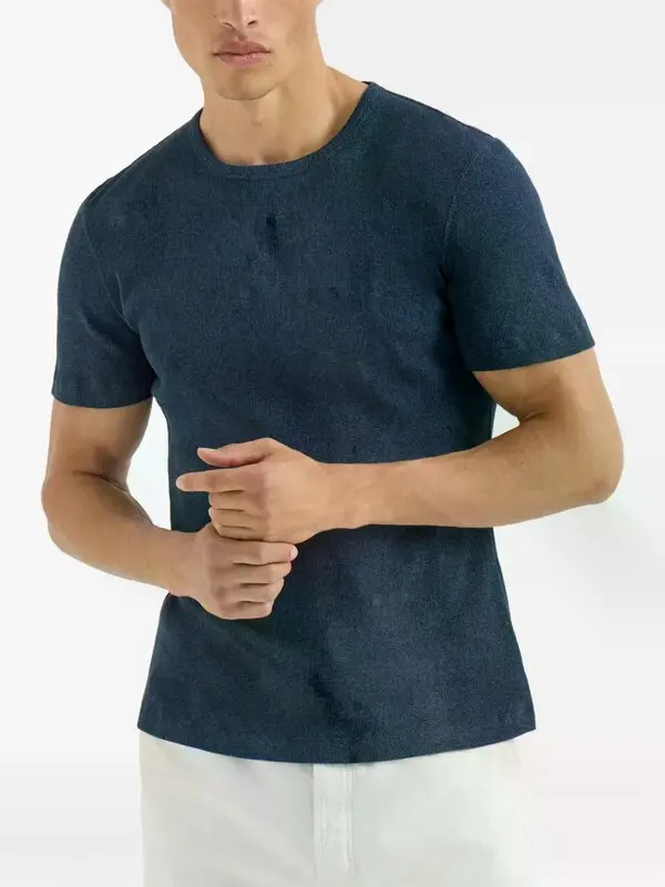 Brunello Cucinelli Denim-effect Ribbed Cotton Jersey Crew-neck T-shirt