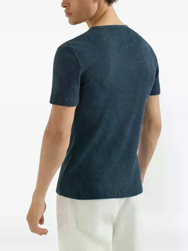 Brunello Cucinelli Denim-effect Ribbed Cotton Jersey Crew-neck T-shirt