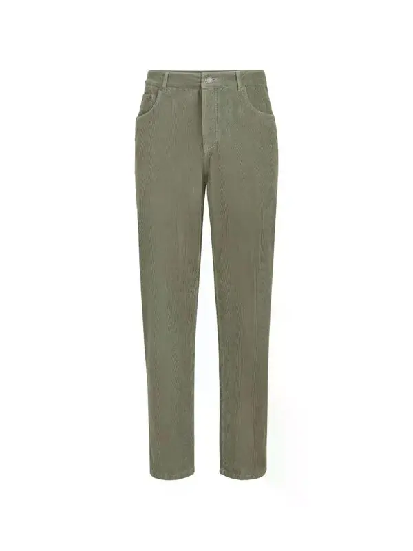 Brunello Cucinelli Narrow-wale Corduroy Garment-dyed Five-pocket Trousers - Green