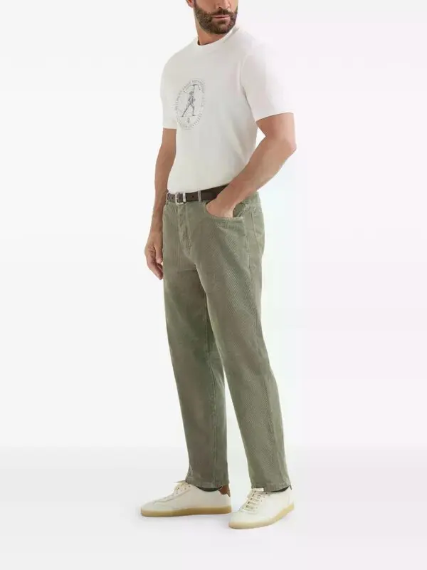 Brunello Cucinelli Narrow-wale Corduroy Garment-dyed Five-pocket Trousers - Green