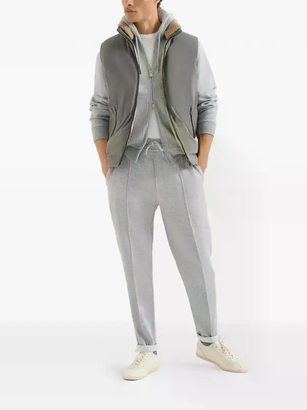 Brunello Cucinelli Waxed Techno-cotton Down Vest With Detachable Hood
