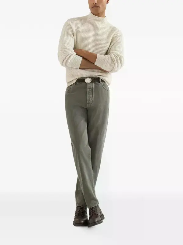 Brunello Cucinelli Iconic Fit Five-pocket Garment-dyed Denim Trousers - Grey