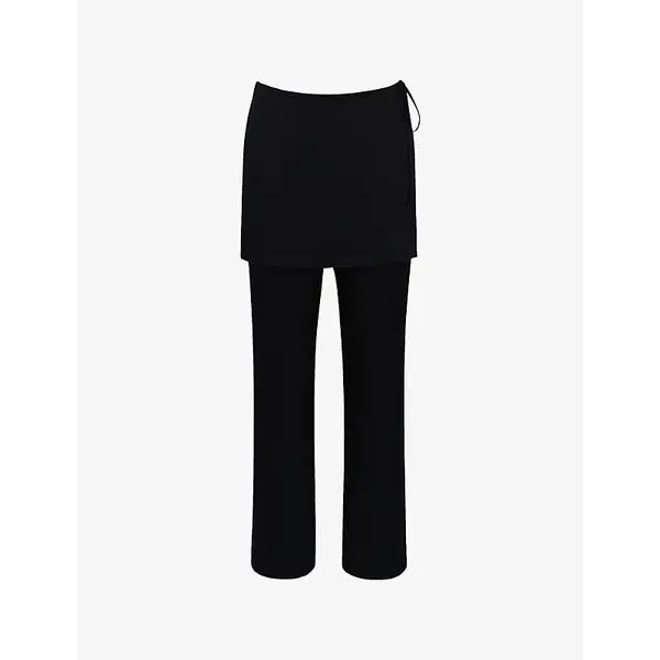 House Of Cb Leona Sateen Trousers With Over-skirt L - Black