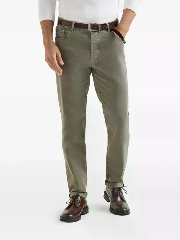 Brunello Cucinelli Traditional Fit Five-pocket Denim Trousers - Green