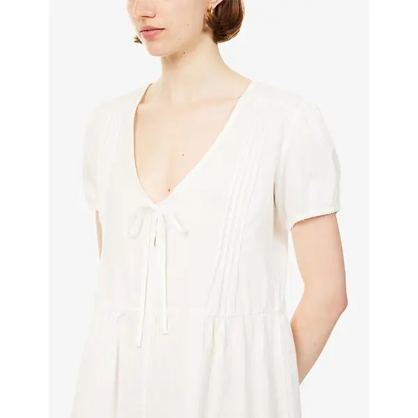 DEIJI STUDIOS Short Sleeve V-neck Cotton Mini Dress