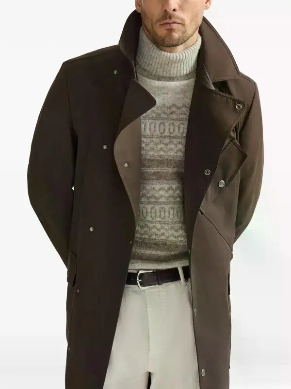 Brunello Cucinelli Water-resistant Microfiber Trench With Nappa Leather Inserts