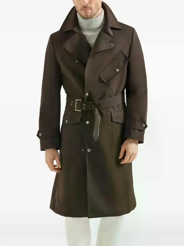 Brunello Cucinelli Water-resistant Microfiber Trench With Nappa Leather Inserts