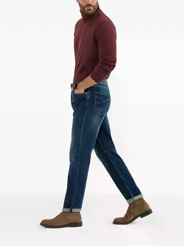 Brunello Cucinelli Comfort Cotton Denim Leisure-fit Five-pocket Trousers - Blue