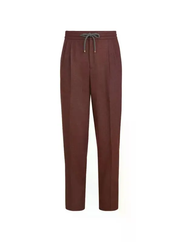 Brunello Cucinelli Virgin Wool And Cashmere Flannel Trousers - Red