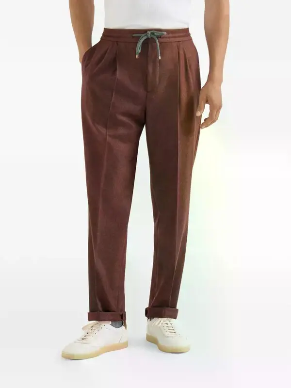 Brunello Cucinelli Virgin Wool And Cashmere Flannel Trousers