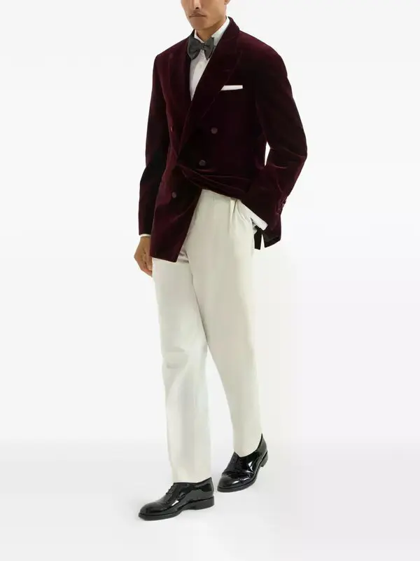 Brunello Cucinelli Sea Island Cotton Narrow-wale Corduroy Tuxedo Trousers With Double Pleats And Tabbed Waistband - Neutrals
